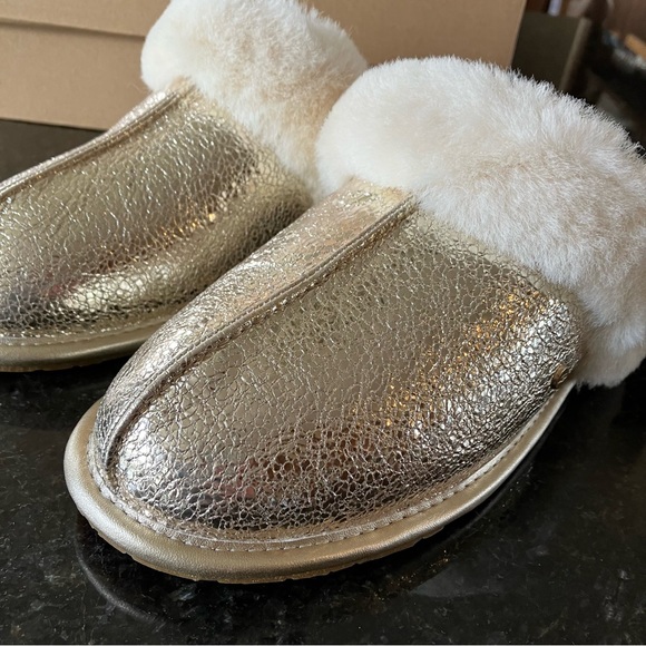 UGG | Shoes | New Ugg Scuffette Ii Metallic Sparkle Soft Gold Slippers ...